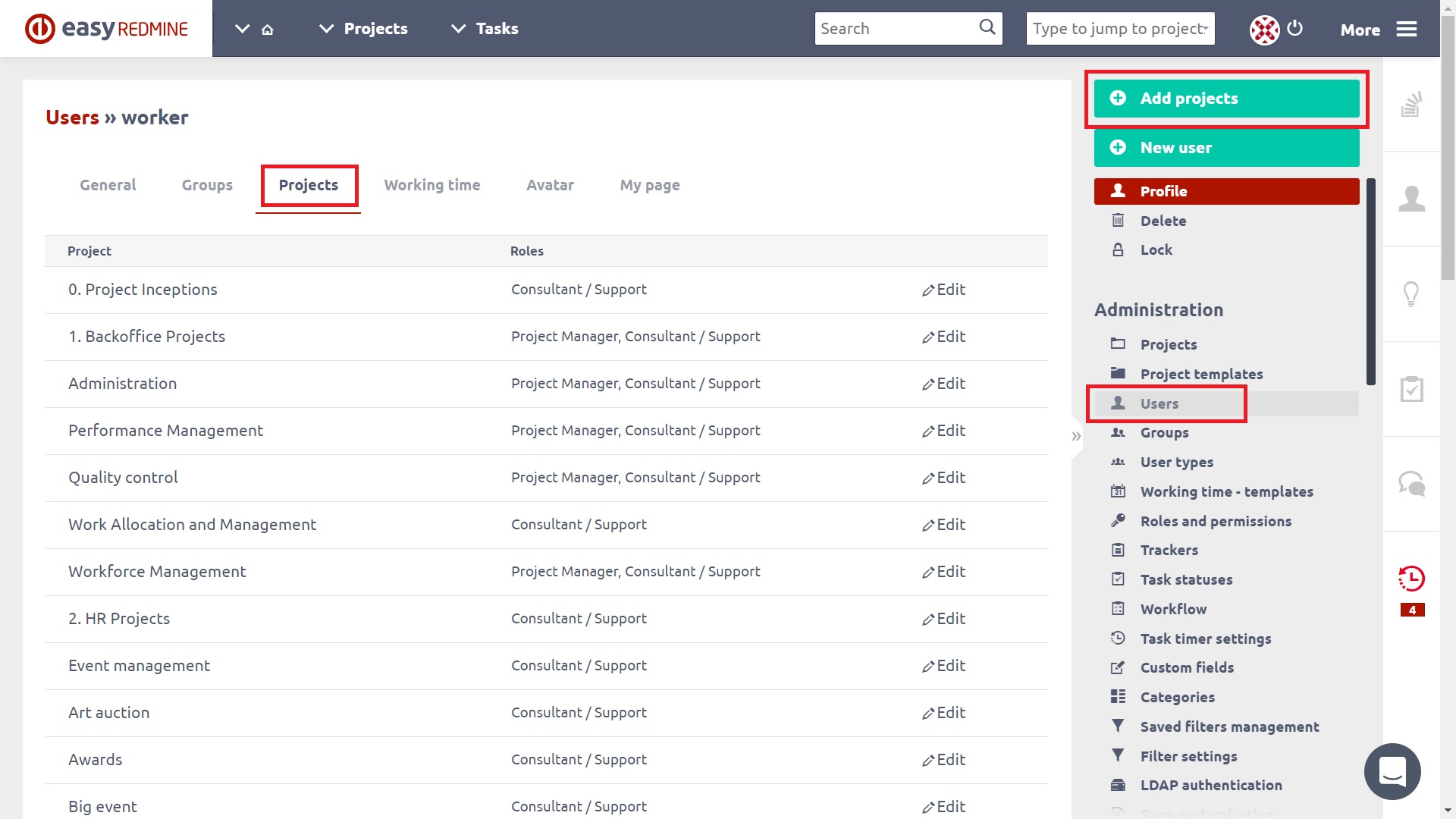 How to add roles to users - Easy Redmine