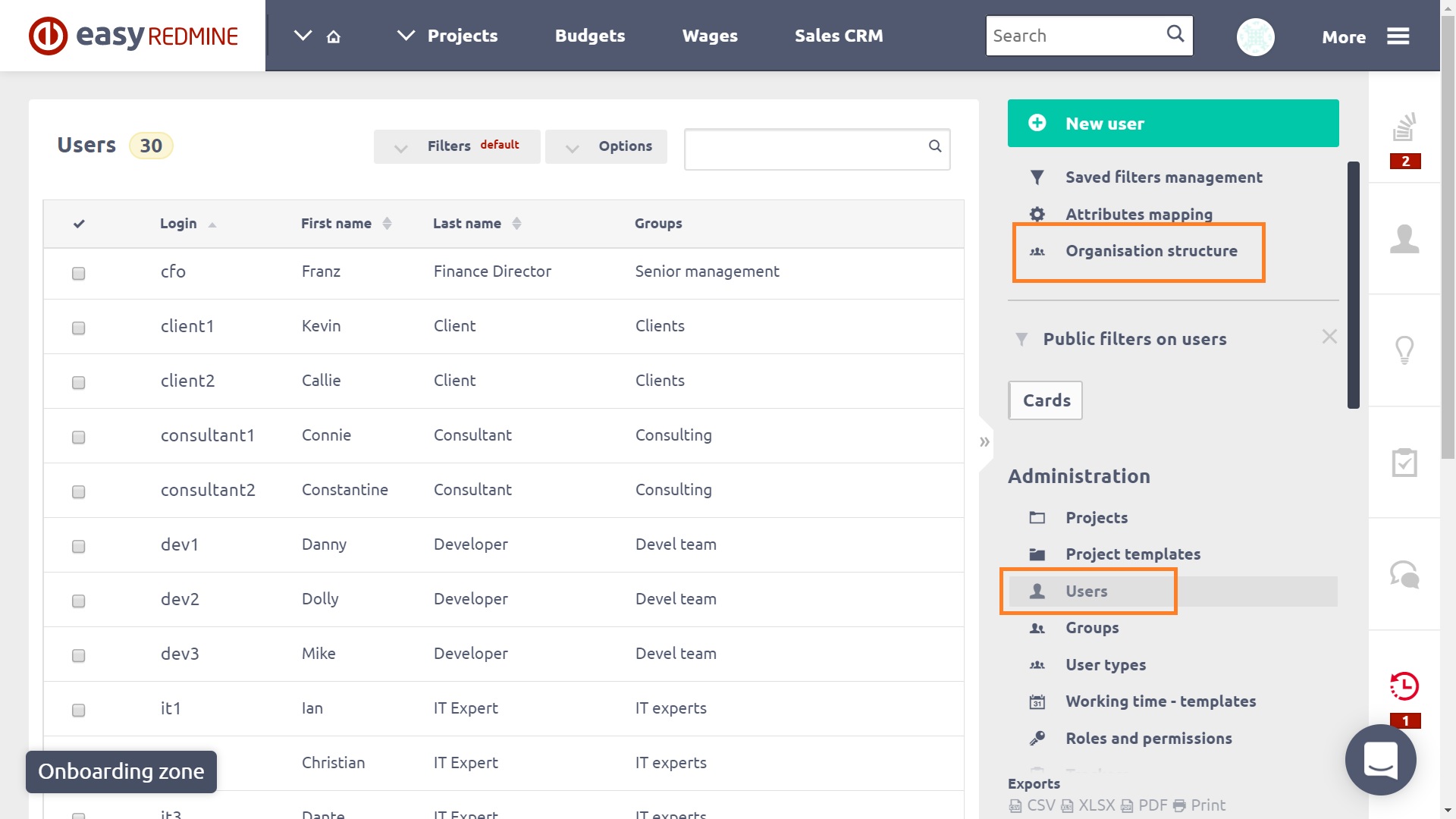 Organization structure - Easy Redmine