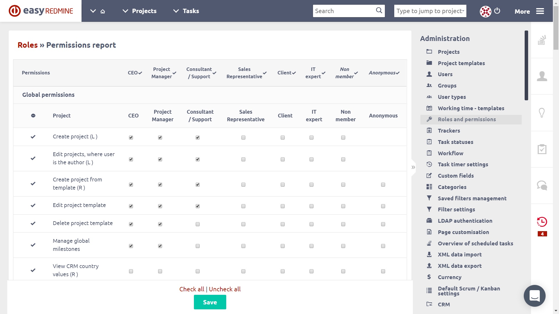 Roles and permissions - Easy Redmine