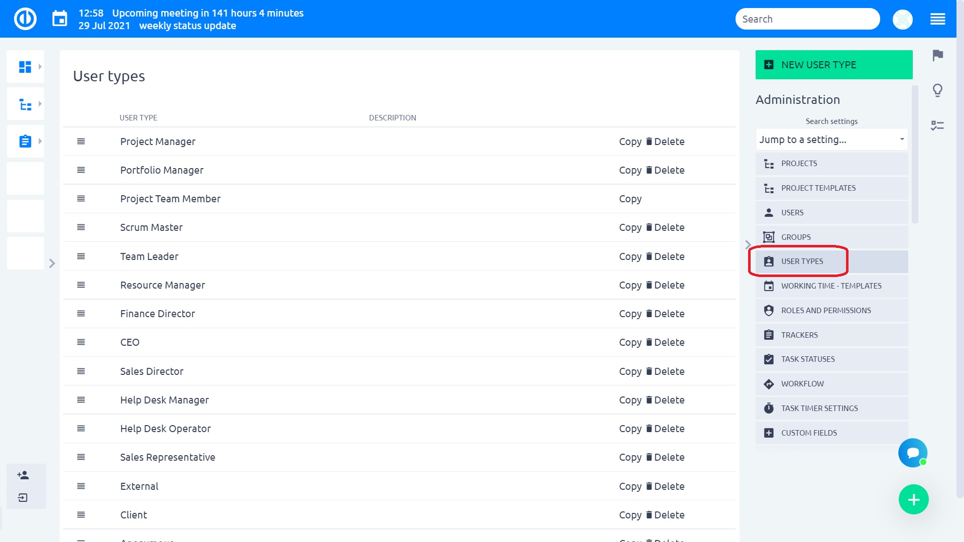User types - Easy Redmine